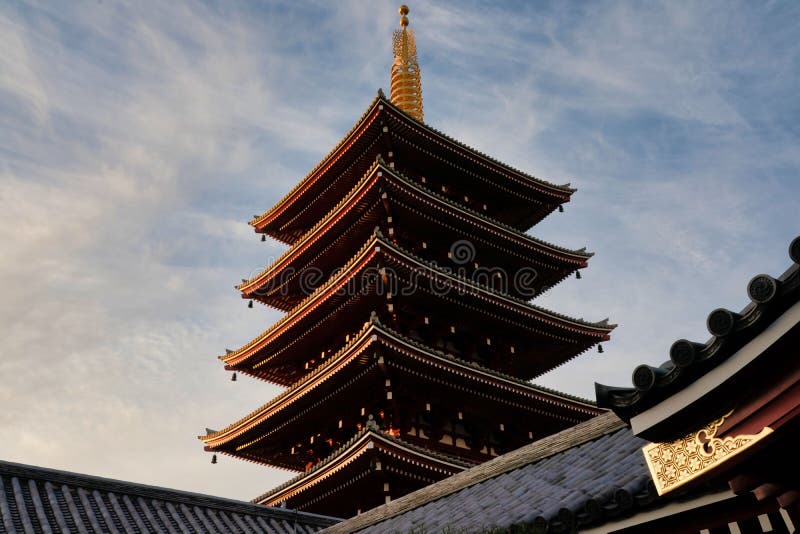 Low Angle Shot of a Five-Storied Pagoda in Tokyo, Japan Stock Image ...