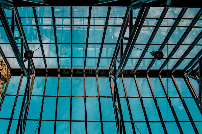 Low-angle Shot of a Glass Ceiling in a Station Stock Image - Image of ...
