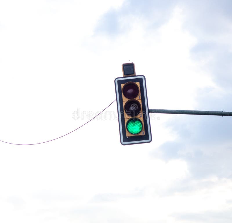 Low Angle Shot of a Green Traffic Light with Sky Semaphore Stock Photo ...