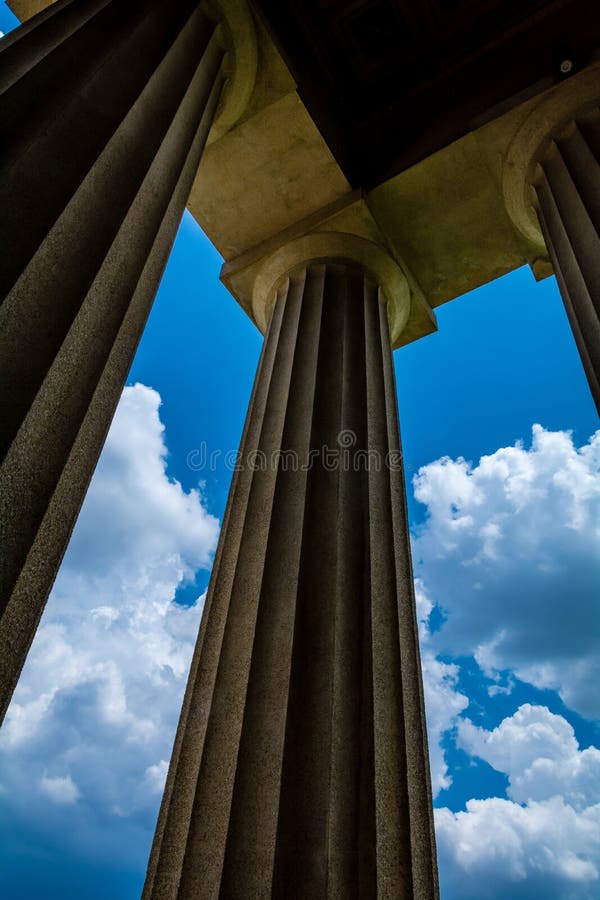 Low Angle Shot of High Columns Supporting the Roof of the Building ...