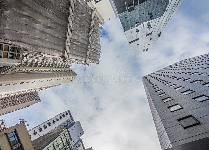 Low Angle Shot of High Residential Buildings Under the Cloudy Sky Stock ...