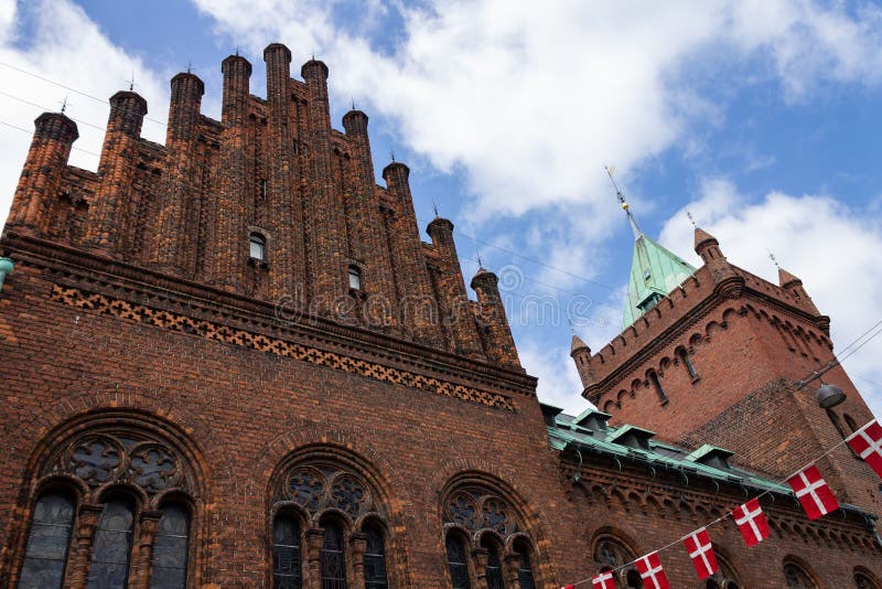 Low Angle Shot of a Historic Brick Building in Helsingor, Denmark Stock ...
