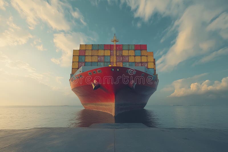 Huge Cargo Ship Full of Containers in the Process of Loading Containers ...