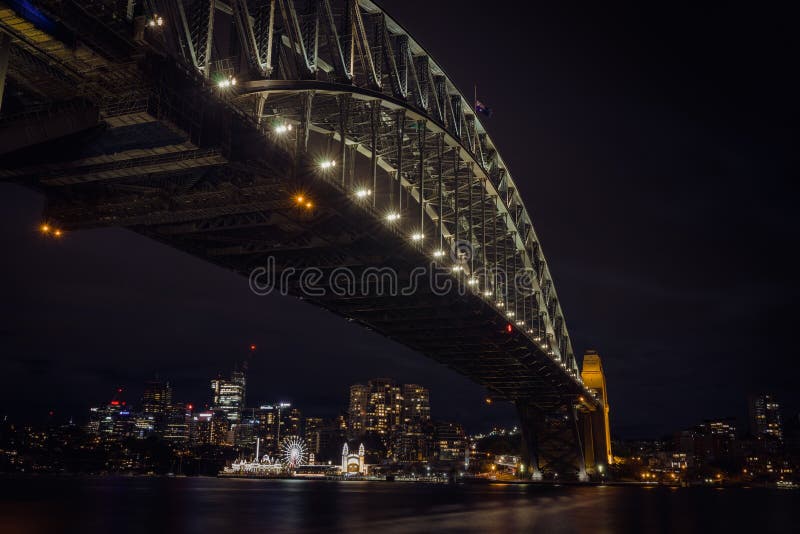 Low-angle Shot of an Illuminated Bridge in the Nighttime in Sydney ...