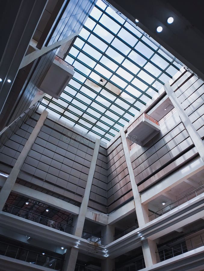 Low-angle Shot of the Inside of the Modern Building Stock Photo - Image ...