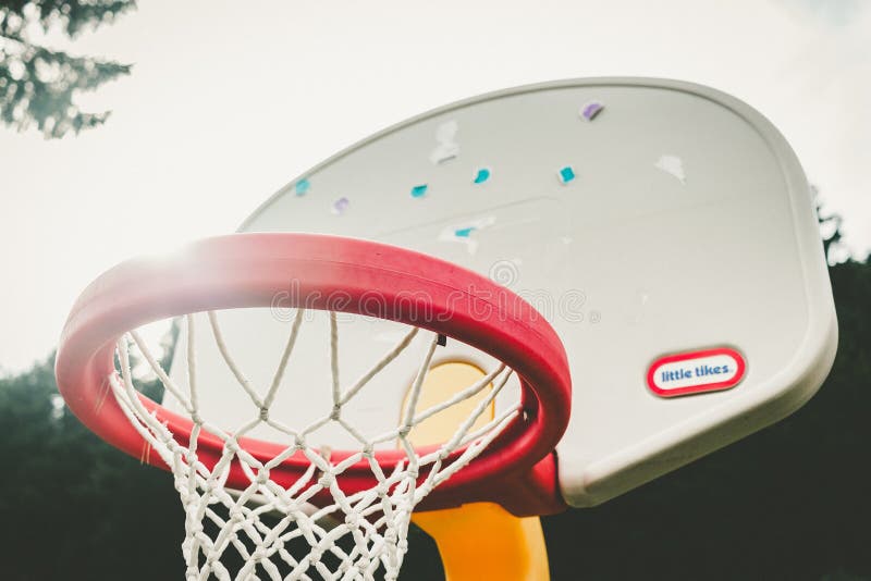 Low Angle Shot of a Kid Basketball Ring Editorial Stock Photo - Image ...