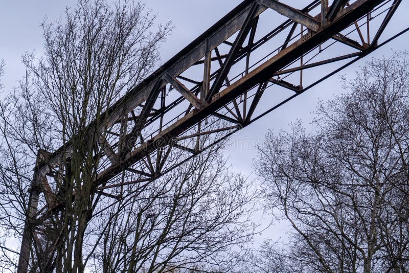 Low-angle Shot of a Long Pipe Gantry Stock Image - Image of water ...