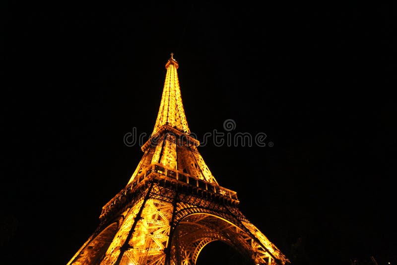 Eiffel Tower at Night, Paris. Editorial Photo - Image of luminous ...