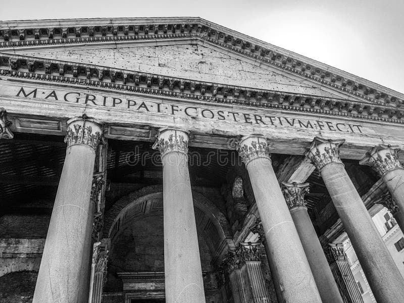 Low Angle Shot of a Mesmerizing Roman Pantheon with Classical Columns ...