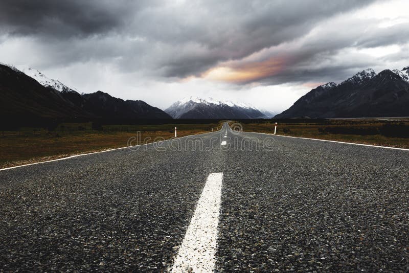 A Low Angle Shot at the Middle of an Empty Road. Stock Photo - Image of ...