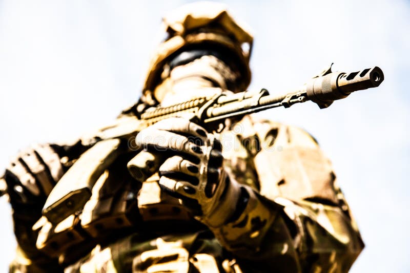 Army soldier with weapons stock image. Image of headset - 273999557