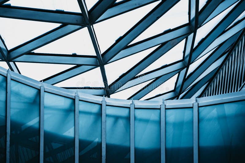 Low Angle Shot of a Modern Building Interior with a Glass Design Stock ...
