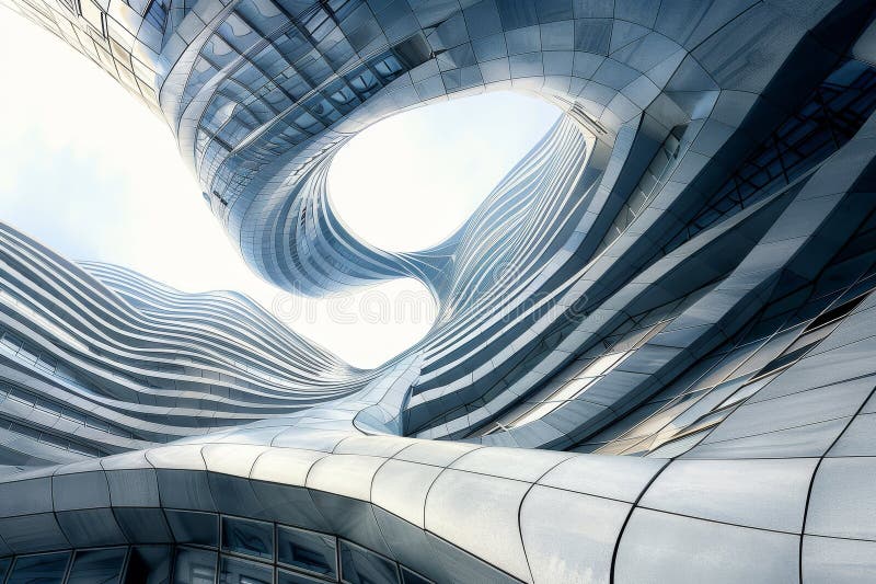 A Low-angle Shot of a Modern Building with a Unique, Fluid Design ...