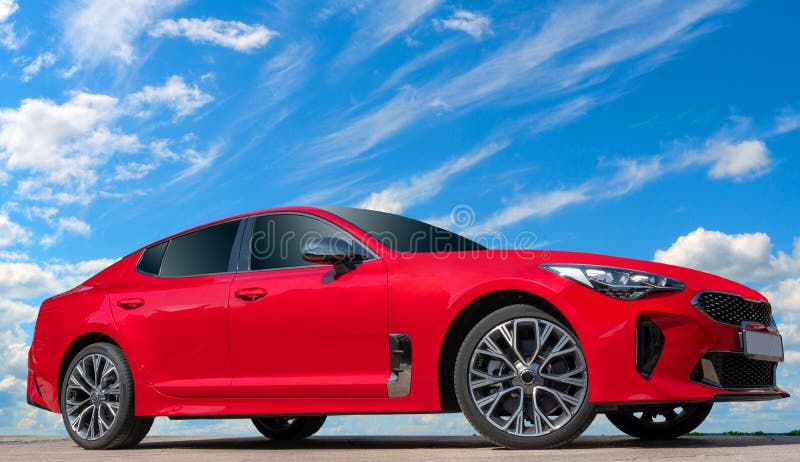 Low Angle Shot of a Modern Red Car Stock Image - Image of machine, cars ...