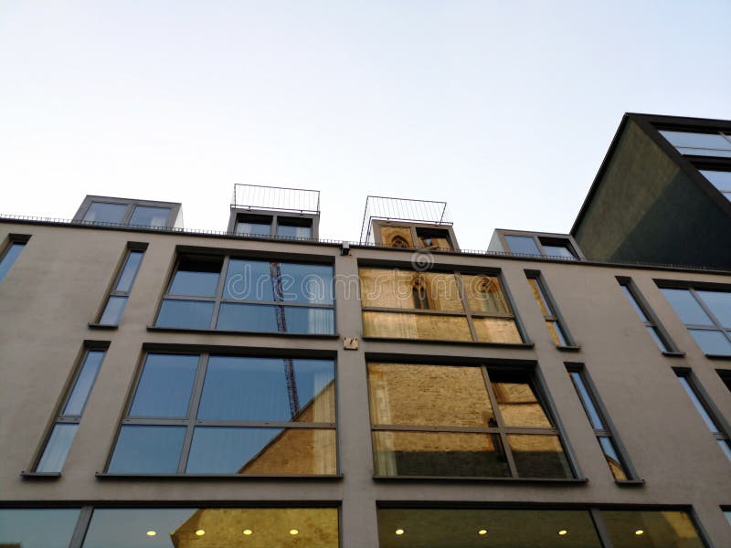 Low Angle Shot of a Modern Style Building with Large Windows Stock ...