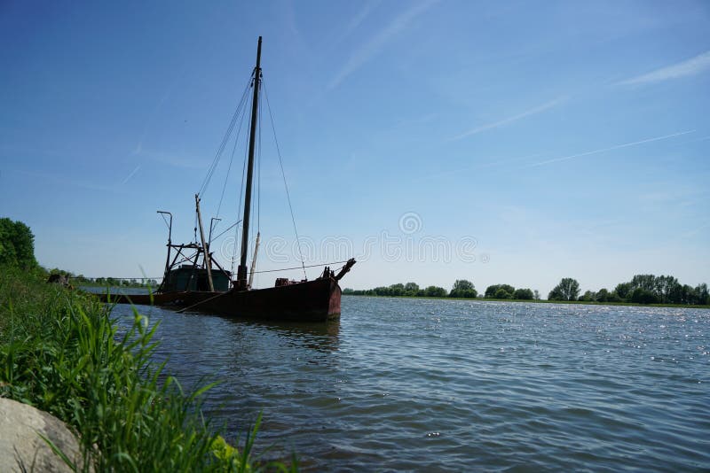 Low Angle Shot of an Old Boat on the River Stock Image - Image of boat ...
