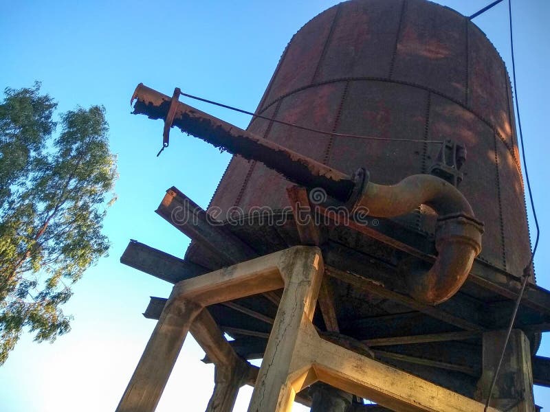 Low Angle Shot of an Old Rusty Water Tower in the Countryside Stock ...