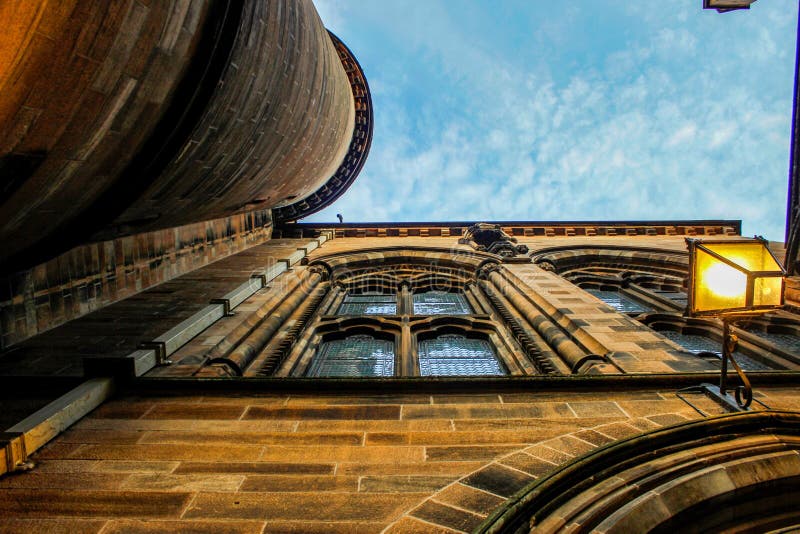 Low Angle Shot of the Outer Wall of Historic Stone Building with ...