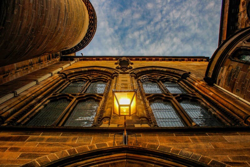 Low Angle Shot of the Outer Wall of Historic Stone Building with ...