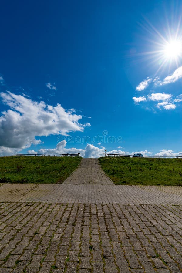 Low Angle Shot Path Grassland O Sunny Cloudy Day Stock Photos - Free ...