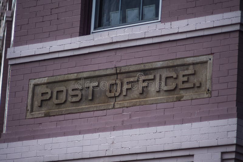 Low Angle Shot of Post Office Sign in Old Town Manassas, VA Stock Image ...
