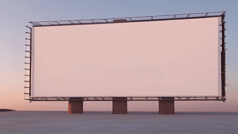 BillBoard Displaying Clean White Surface Under Sunset Scenery with Blue ...