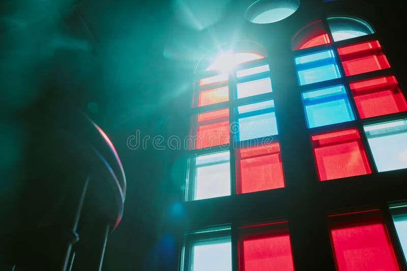 Red and Blue Stained Glass Windows Stock Illustration - Illustration of ...