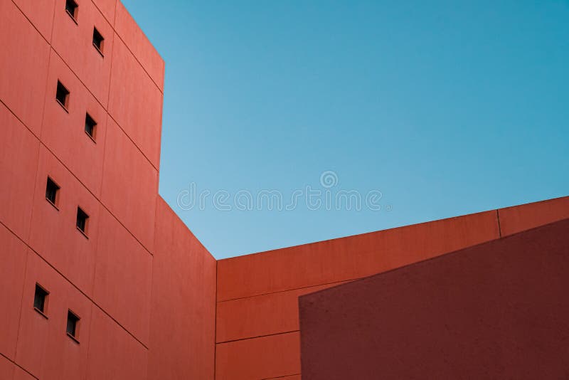 Low Angle Shot of a Red-colored Building, Under the Daylight Sky Stock ...