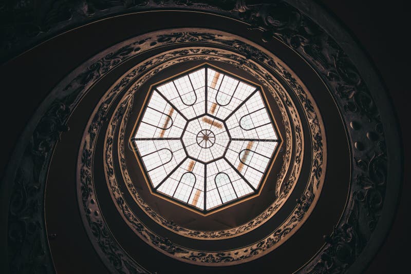 Low Angle Shot of a Round Ceiling with a Window in a Museum in Vatican ...