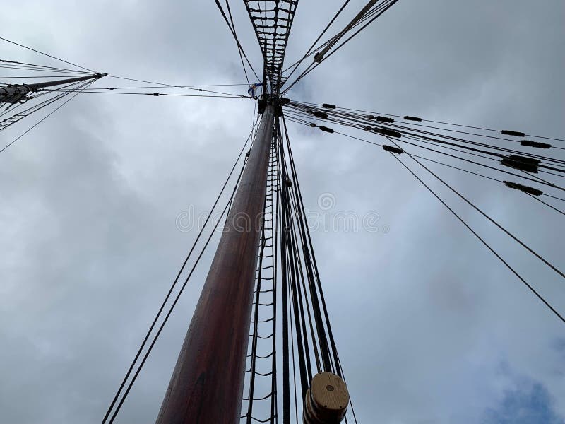 Low-angle Shot of a Ship S Rigging on a Cloudy Day Editorial Stock ...