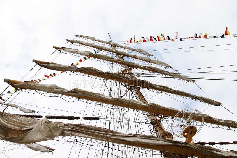 Low Angle Shot of the Ship S Sail Stock Photo - Image of boat, ship ...