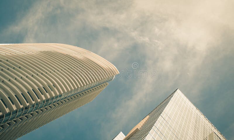Low Angle Shot of a Skylines Against a Sky Background in Miami Stock ...