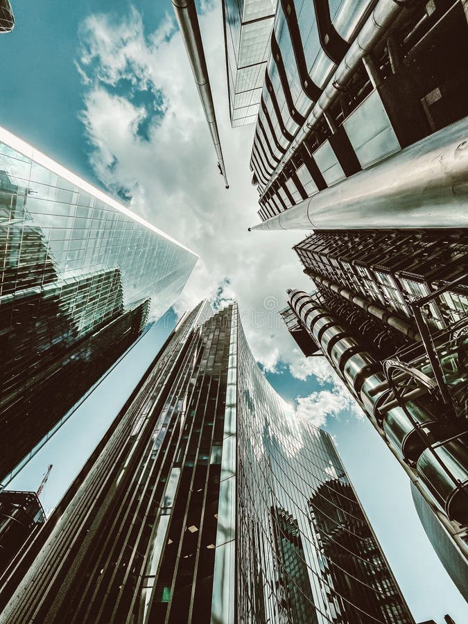 Low-angle Shot of Skyscrapers in a Modern City, Vertical Stock Photo ...