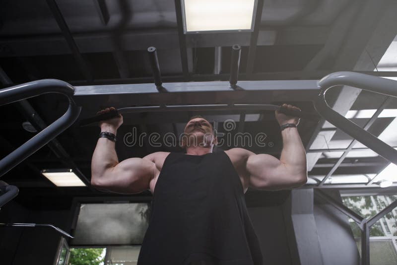 Muscular Man Doing Pull Ups Stock Photo - Image of masculinity ...