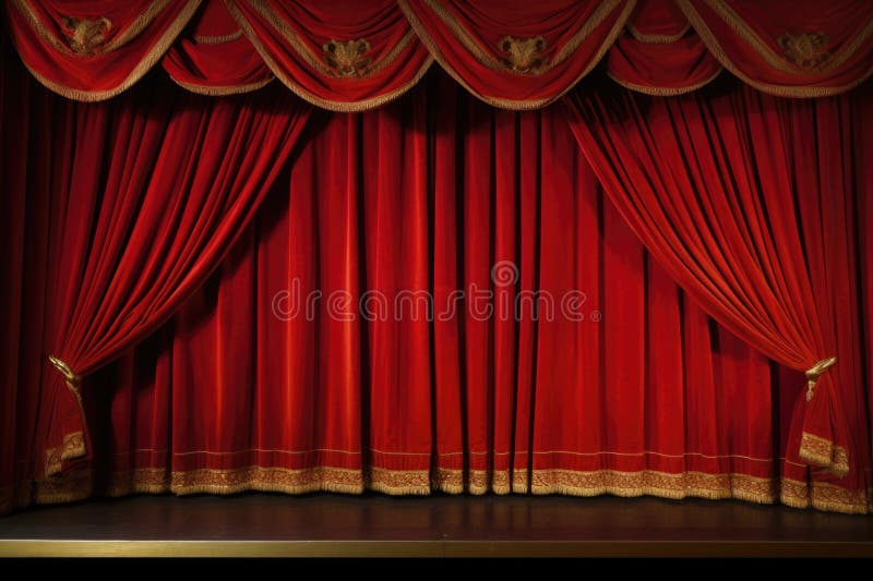 Low-angle Shot of Stage Curtains Slightly Parted Stock Photo - Image of ...