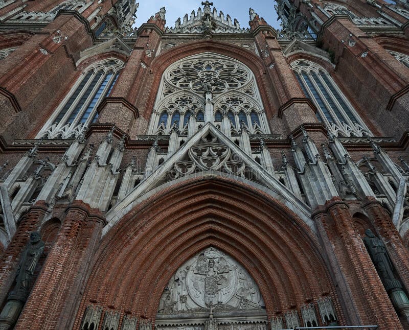 Low Angle Shot of the Stone Front of the Cathedral Stock Image - Image ...