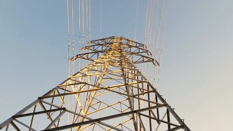 Low Angle Shot. the Structure of High Voltage Power Pylon Stock Video ...