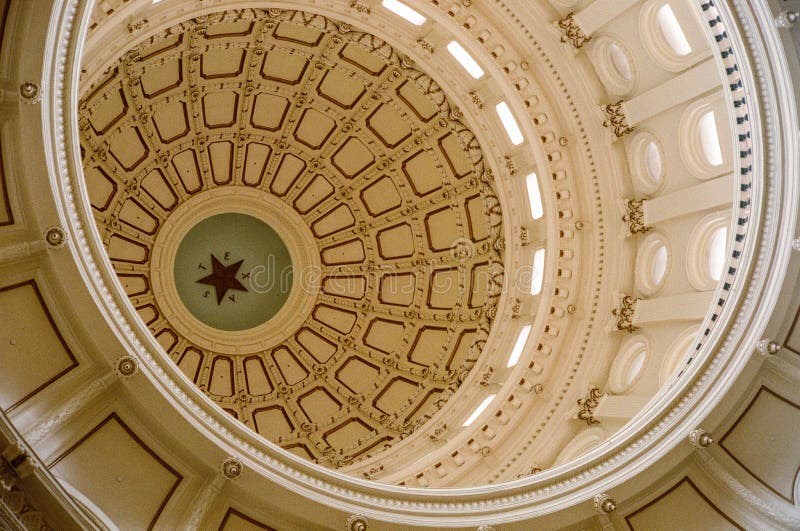 Low Angle Shot of the Texas State Capitol Dome Interior Design in ...