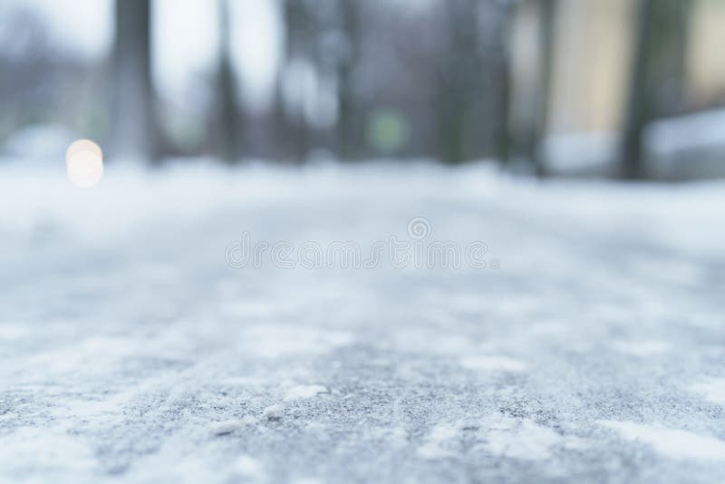 Low Angle Shot of Town Sidewalk in Winter Stock Image - Image of town ...