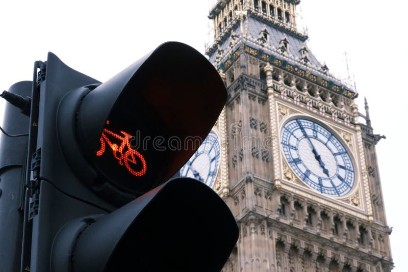 Low Angle Shot of a Traffic Light and a Clock on the Tower Stock Image ...