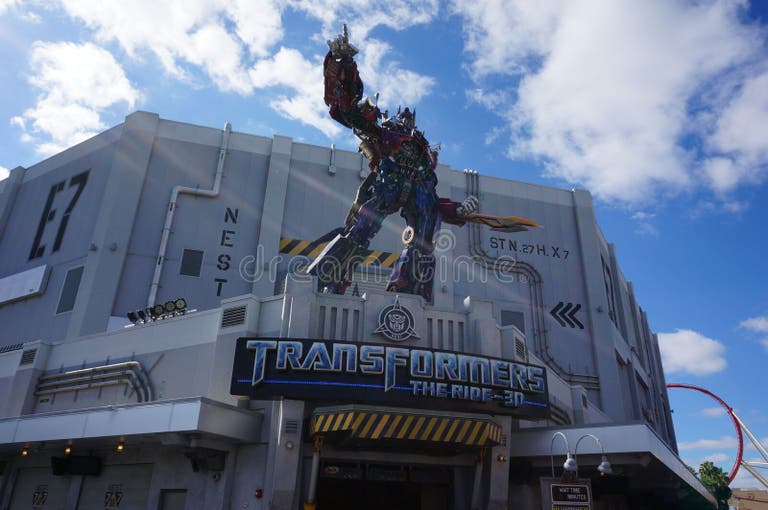 Low Angle Shot of the Transformers the Ride Attraction in Universal ...