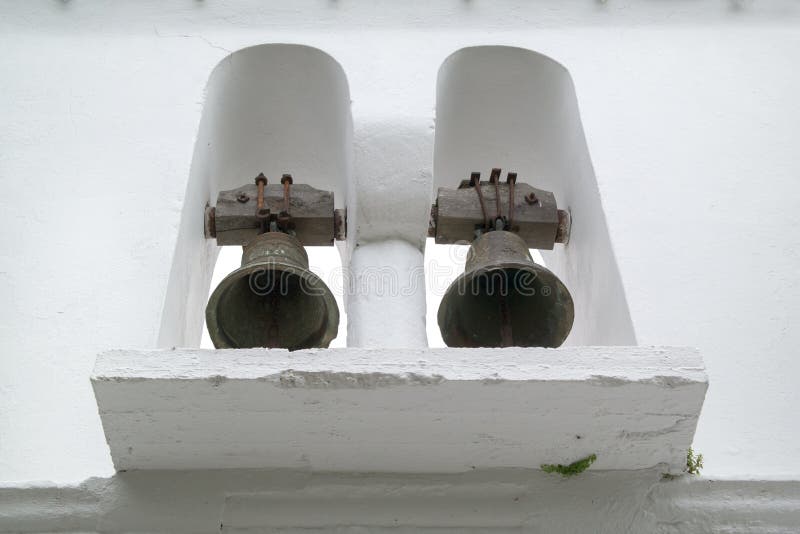 Low Angle Shot of the Two Bells in the White Belltower Stock Photo ...