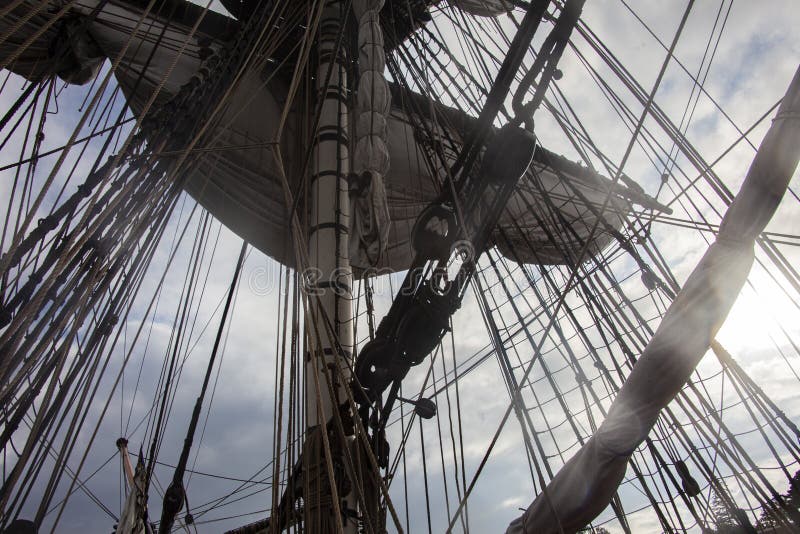 Low Angle Shot of an Upper Part of a Boat Under the Bright Rays of the ...
