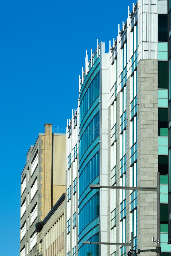 Low Angle Side View of Series of Buildings on Charest Boulevard in the ...