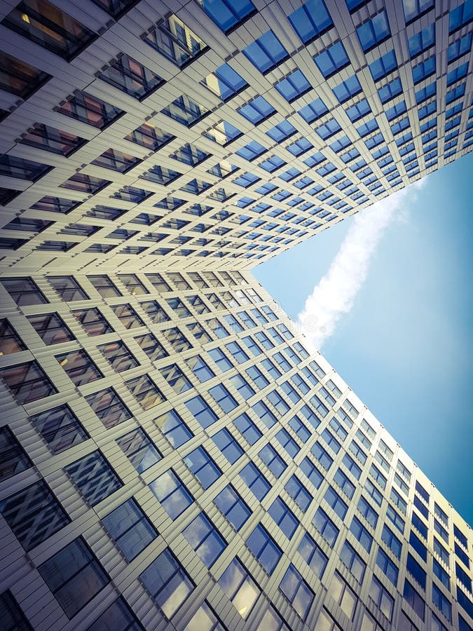 Low Angle of the Skyscraper Facing Up the Blue Sky in Germany. Stock ...