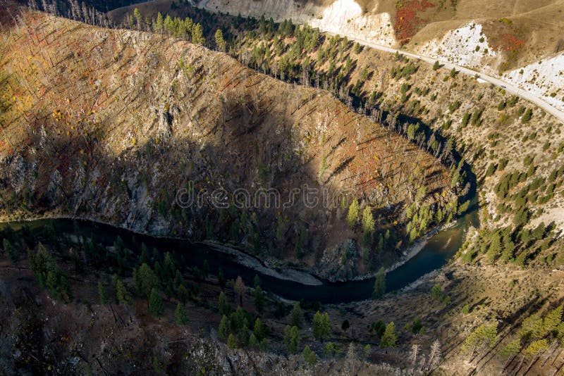 Low Angle Sun Creates Shadows Where a River Meander Stock Image - Image ...