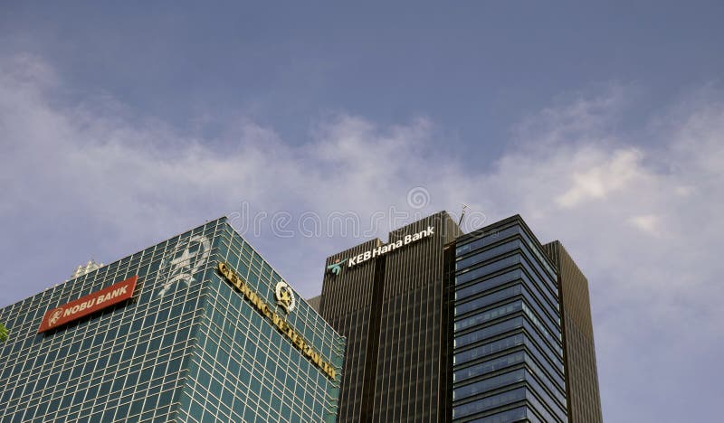 Low Angle of Tall Building with Blue Sky Background Editorial Stock ...