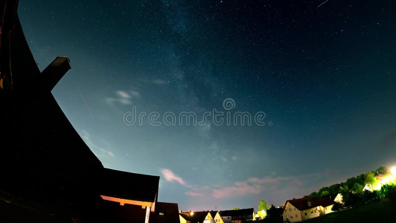 Low Angle Time-lapse of Clouds and Milky Way in the Night Sky Stock ...