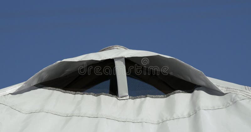 Low Angle of the Top of a Tarp Canopy Blowing Along Wind Stock Video ...