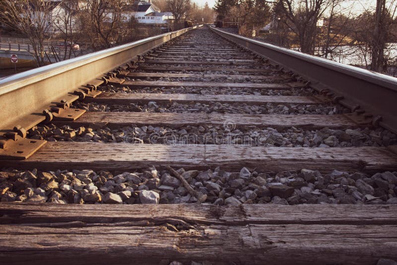 Low angle of train tracks stock image. Image of punk - 214522633